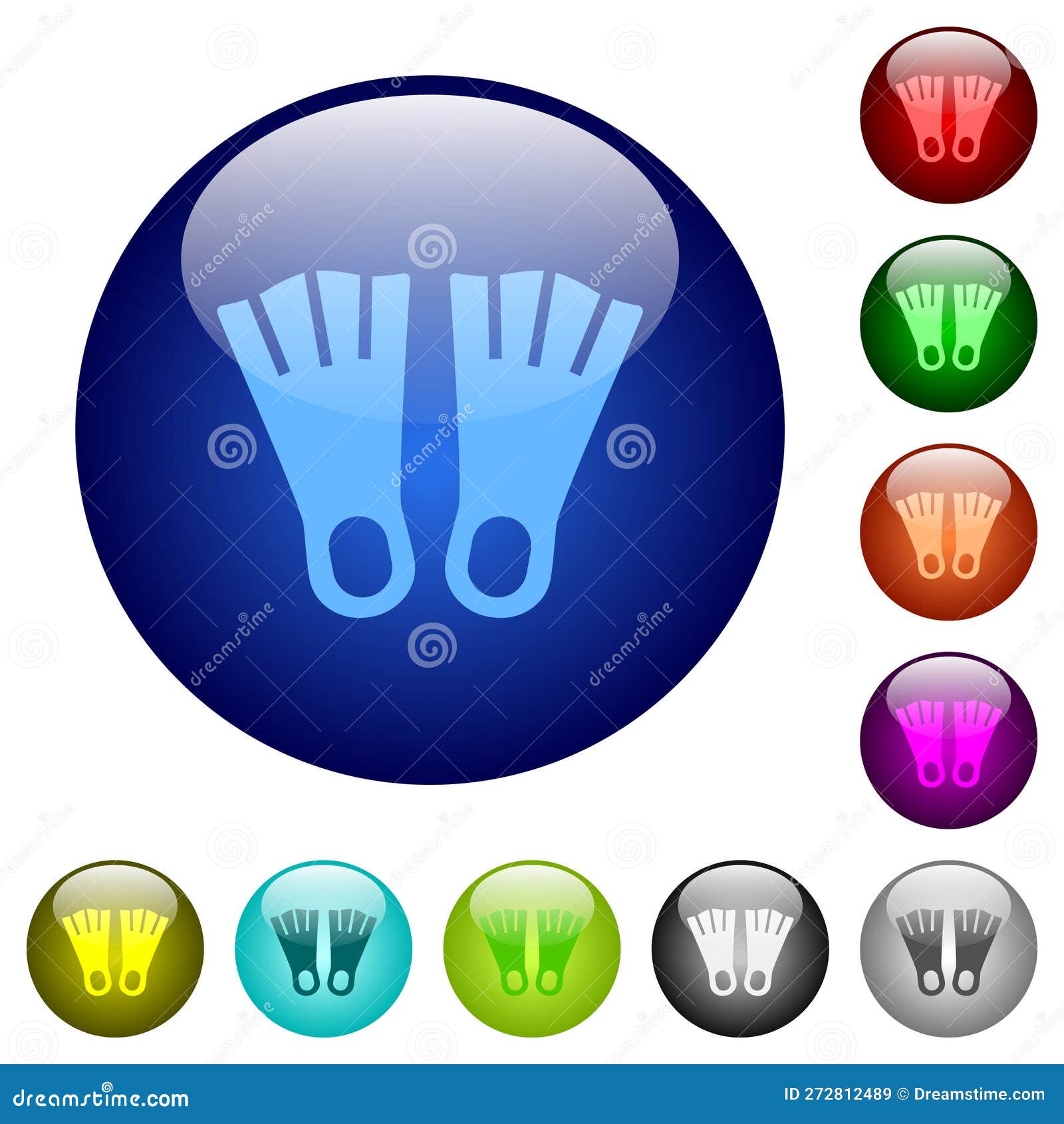 Flippers Color Glass Buttons Stock Vector - Illustration of flippers ...