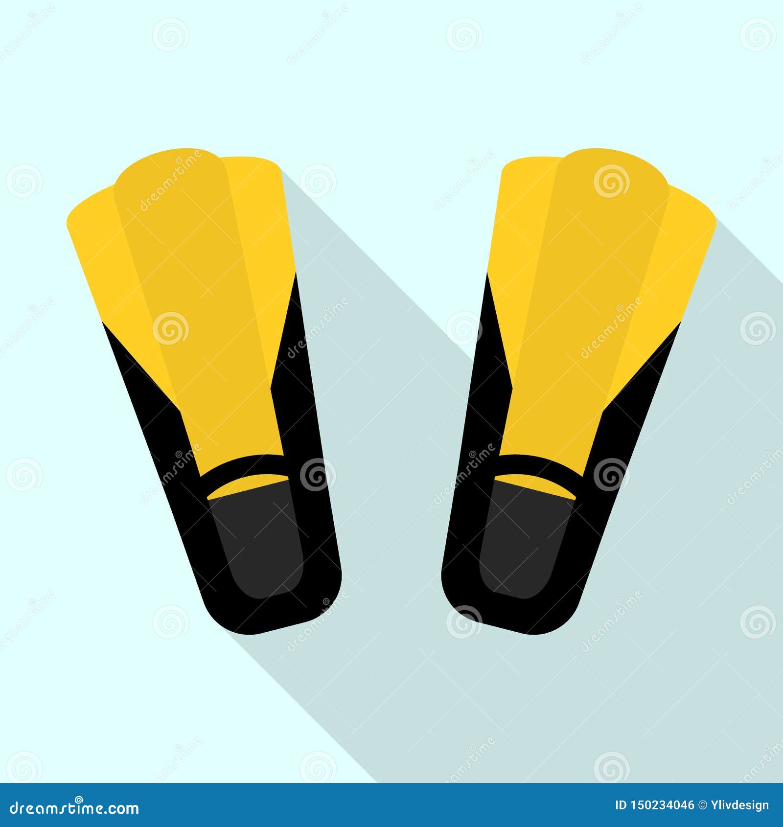 Flippers icon, flat style stock vector. Illustration of design - 150234046