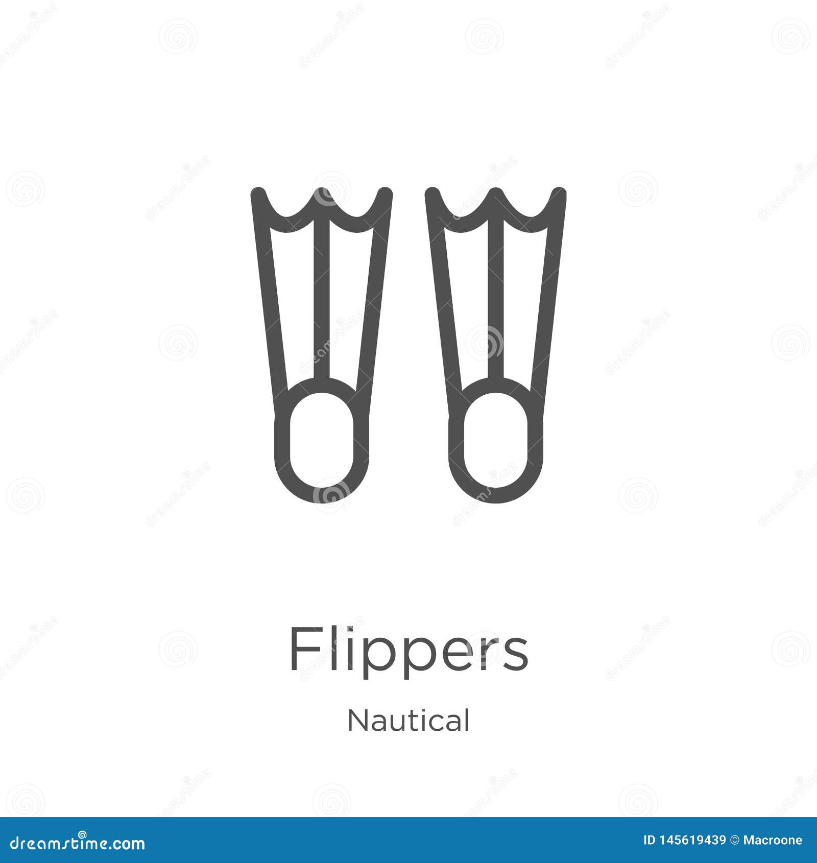Flippers Icon Vector from Nautical Collection. Thin Line Flippers ...