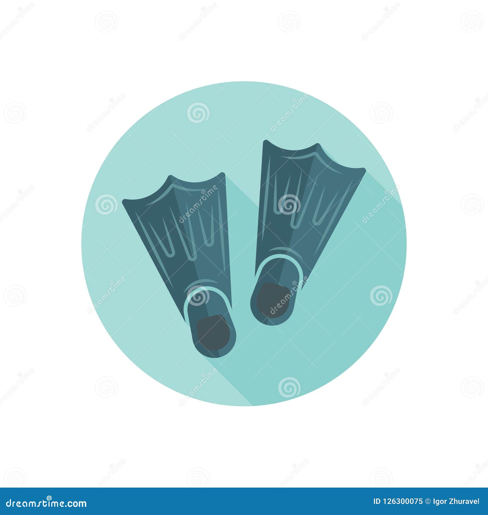 Flippers Isolated Vector Round Flat Icon Stock Vector - Illustration of ...