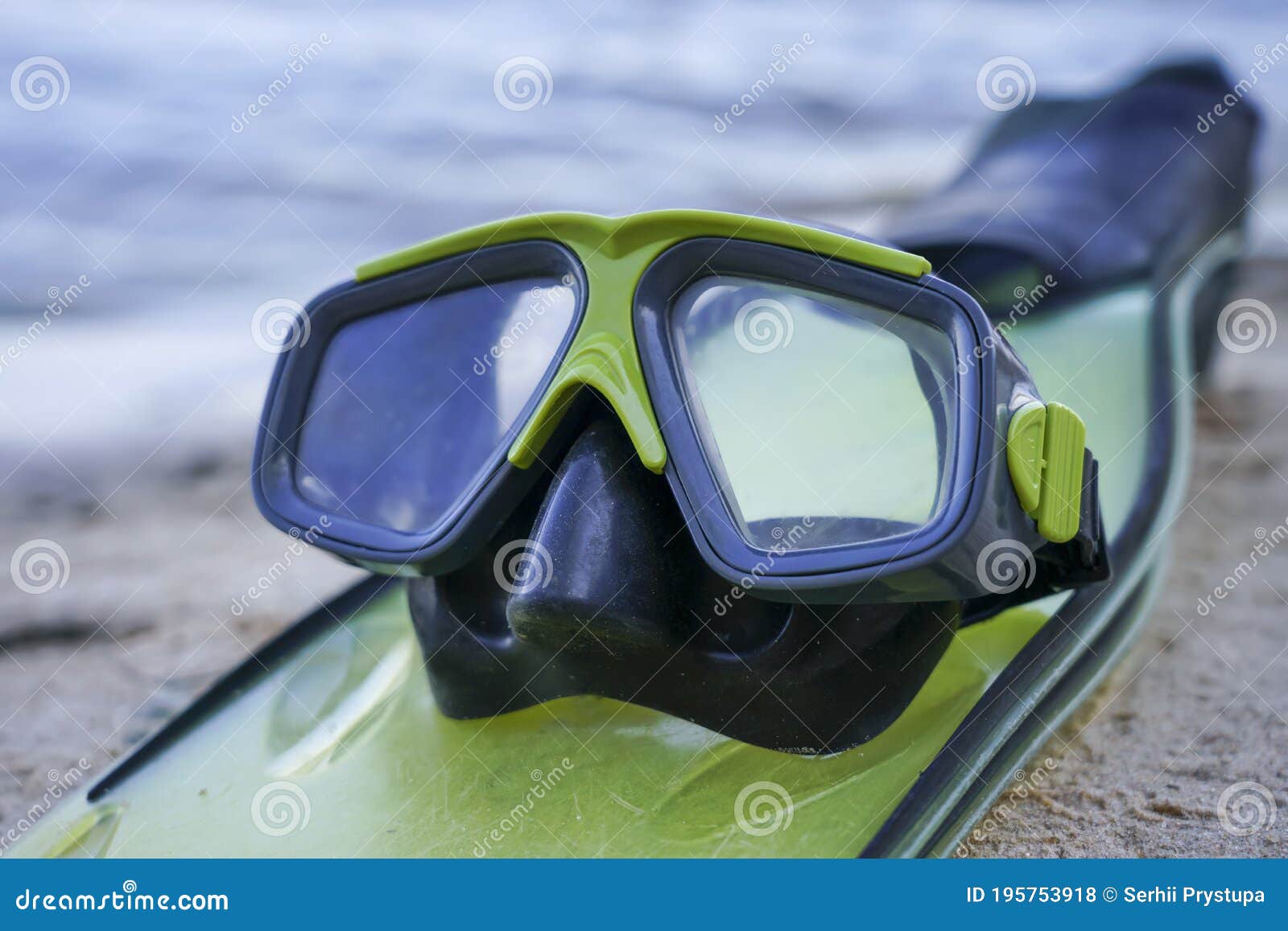 Flippers and Mask Lie on the Shore Stock Photo - Image of hawaii ...