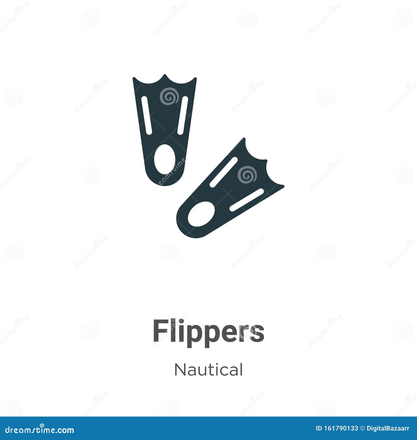 Flippers Vector Icon on White Background. Flat Vector Flippers Icon ...