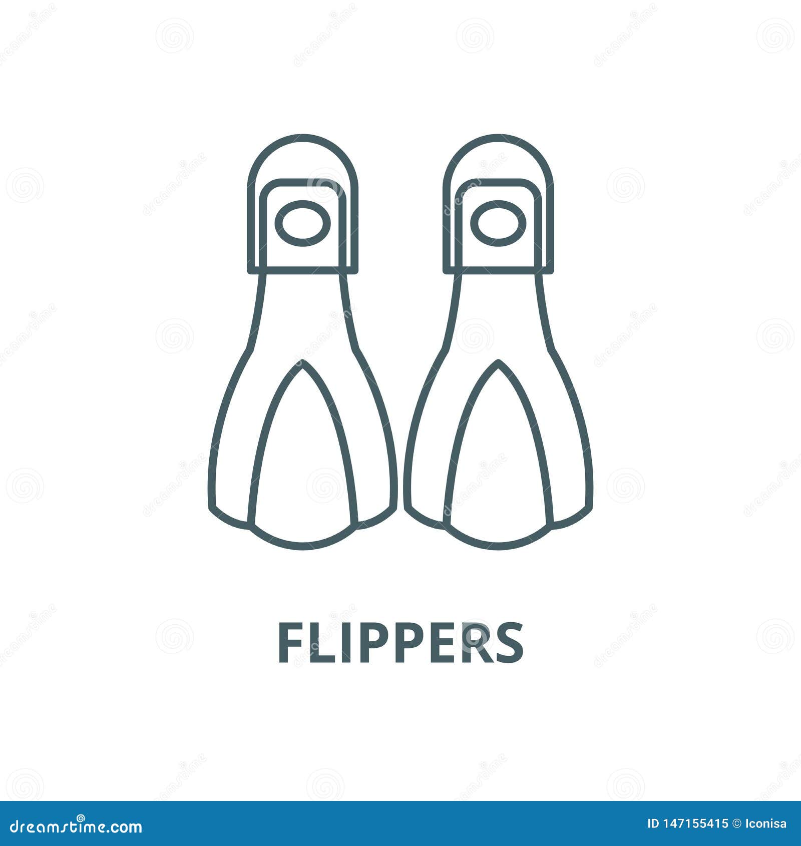 Flippers Vector Line Icon, Linear Concept, Outline Sign, Symbol Stock ...