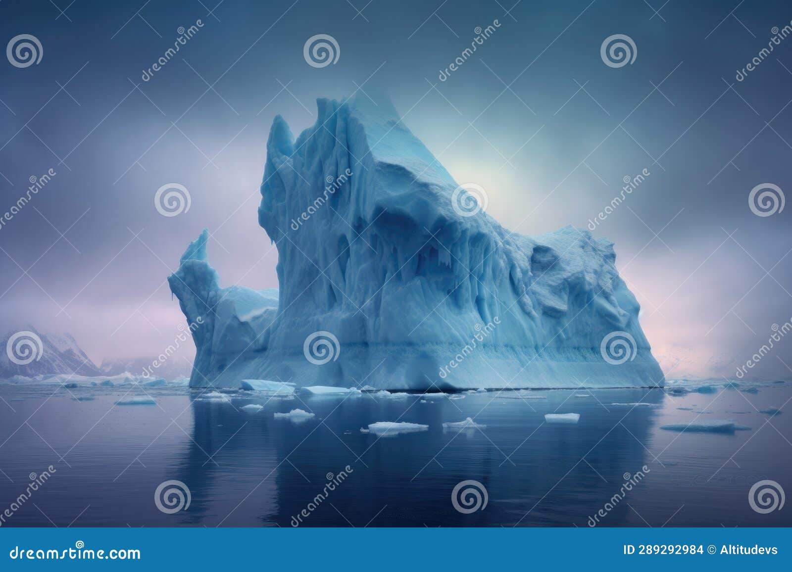 Flipping Iceberg with a Glacial Backdrop Stock Illustration ...