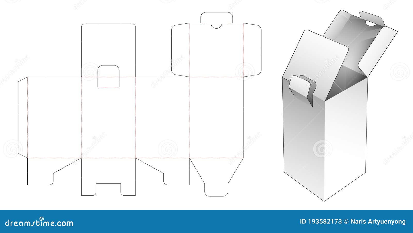 2 Flips Rectangular Box with Locked Point Die Cut Template Stock Vector ...