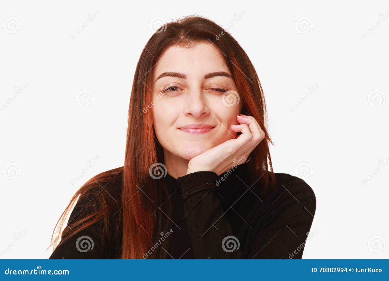 Flirtation Young Woman Winking Body Language Gestures Psyc Stock