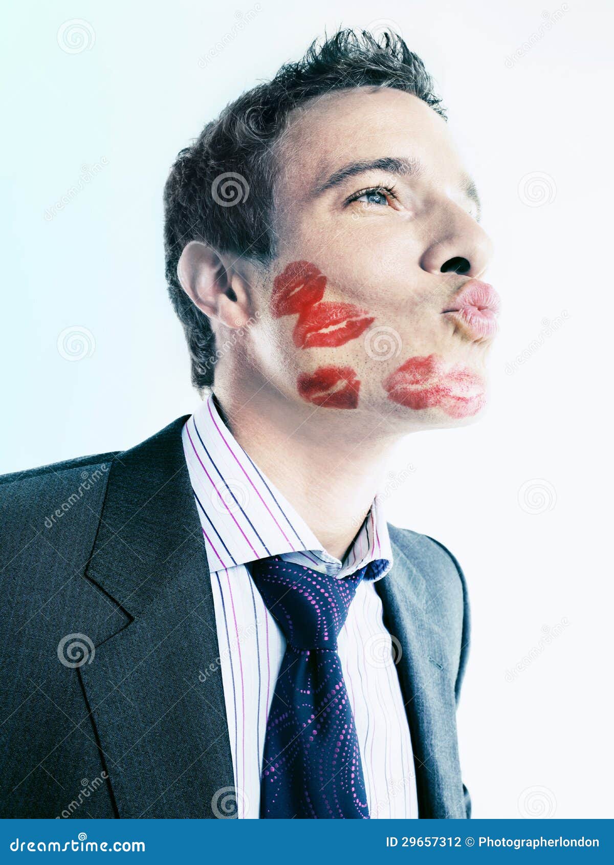 Flirtatious Businessman Puckering Stock Photo - Image of enjoyment ...