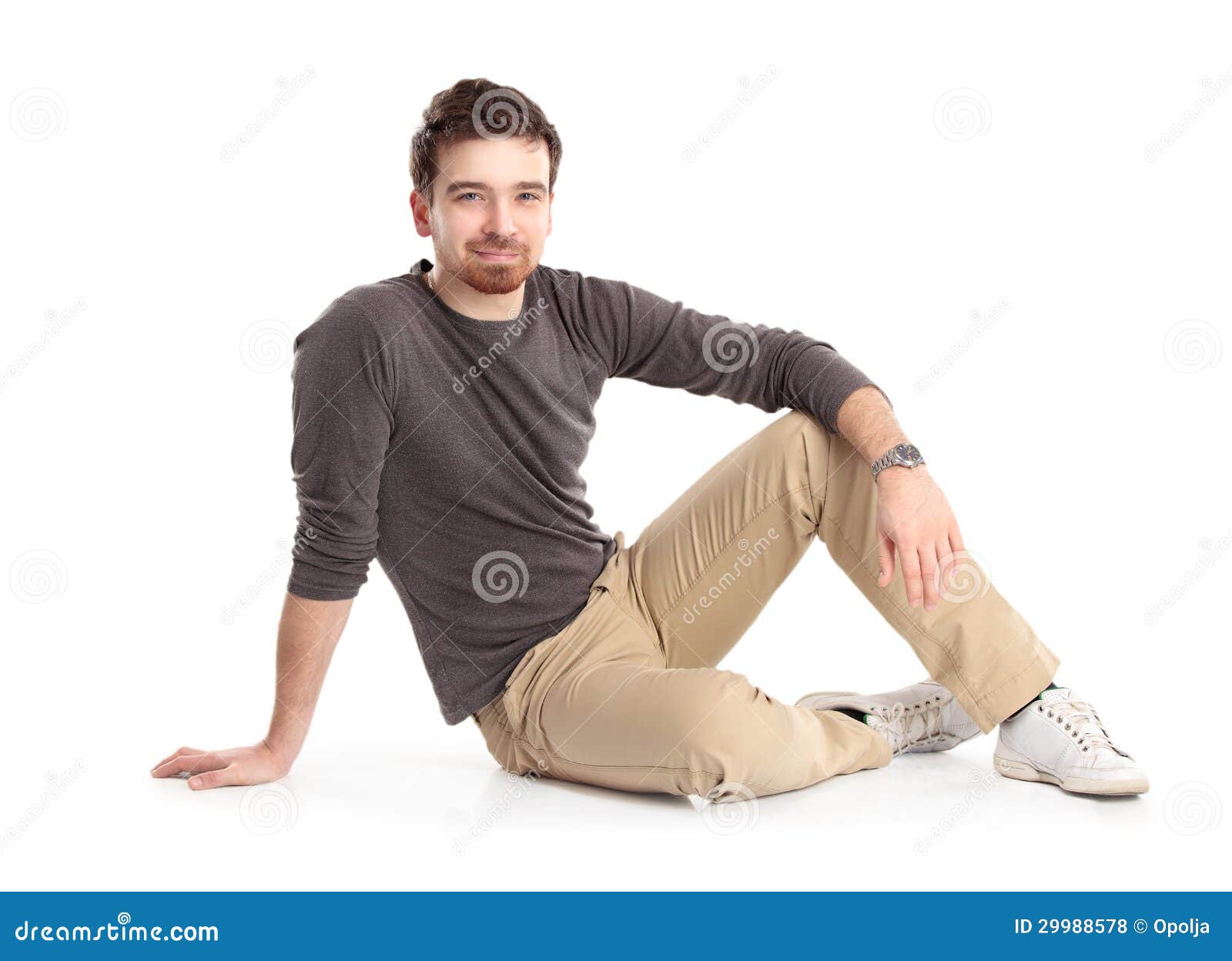 Man sitting on the floor stock photo. Image of jeans - 29988578