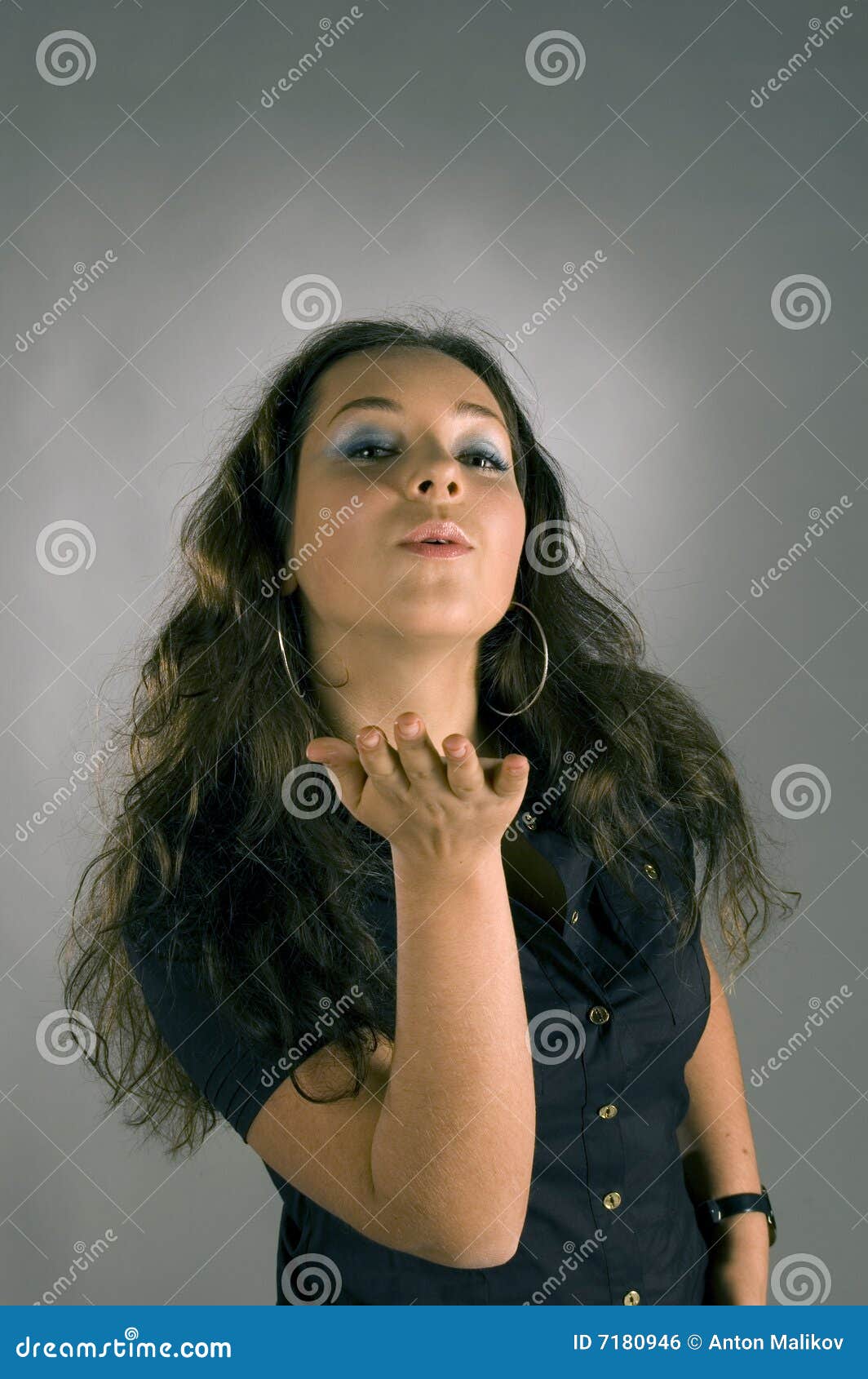 Flirting brunette girl. stock photo. Image of hair, glamour - 7180946