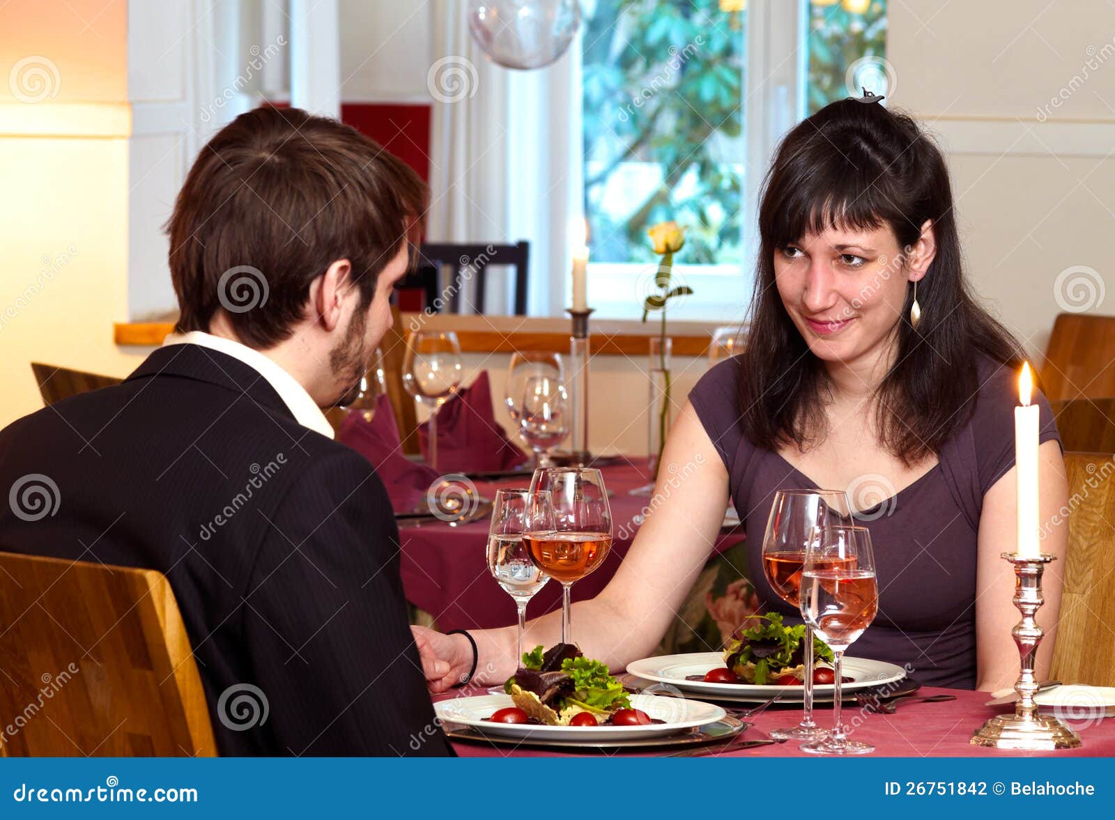 Flirting Over a Romantic Dinner Stock Photo - Image of serving ...