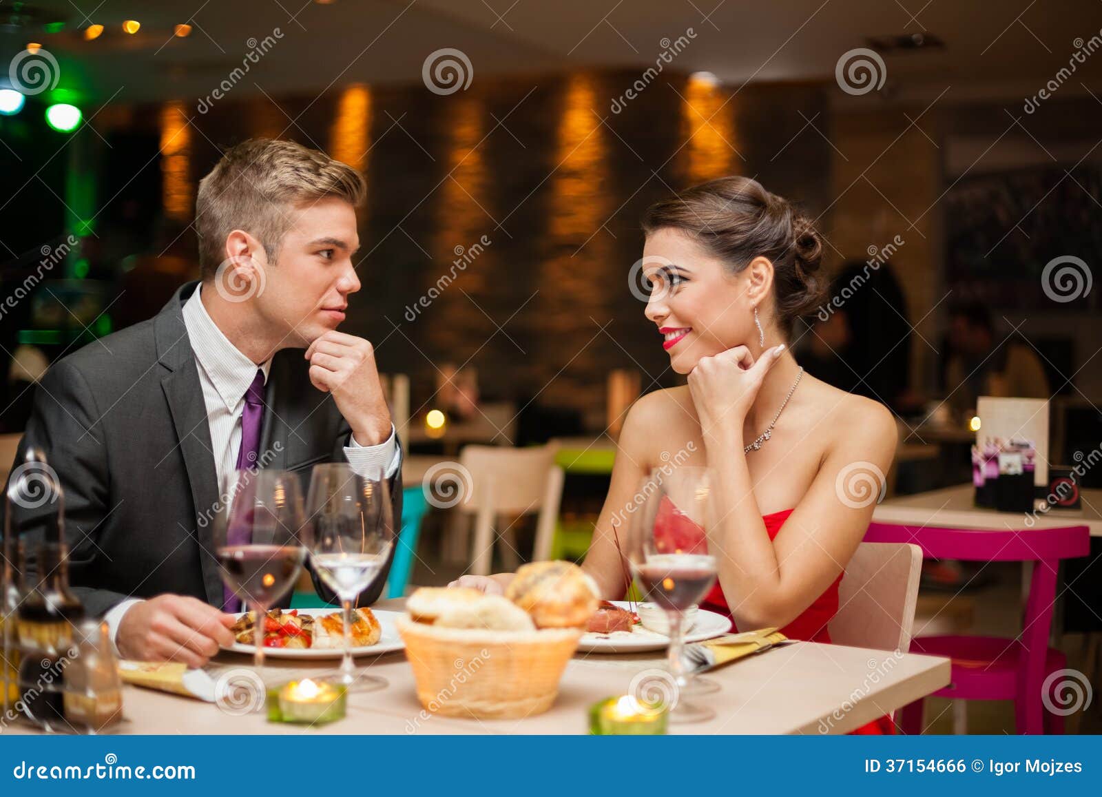 Flirting in restaurant stock photo. Image of glass, eating - 37154666