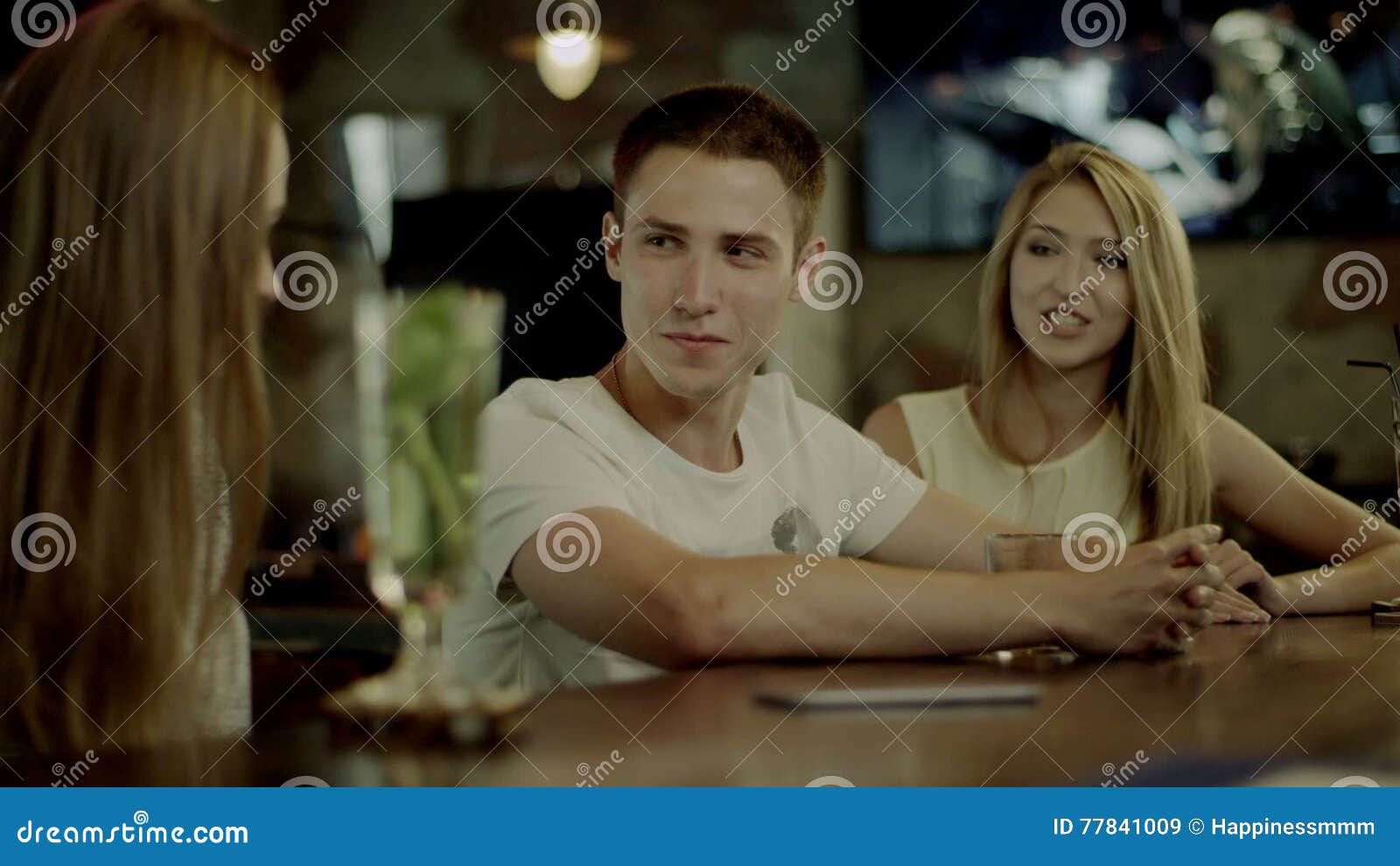 Flirting with Two Women in a Bar Stock Video - Video of clinking, party ...