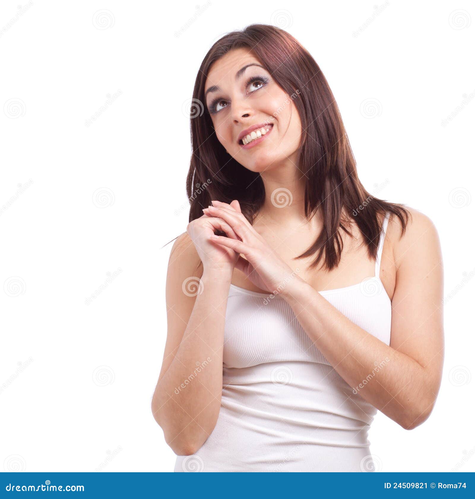 Flirty brunette girl dream stock image. Image of looking - 24509821