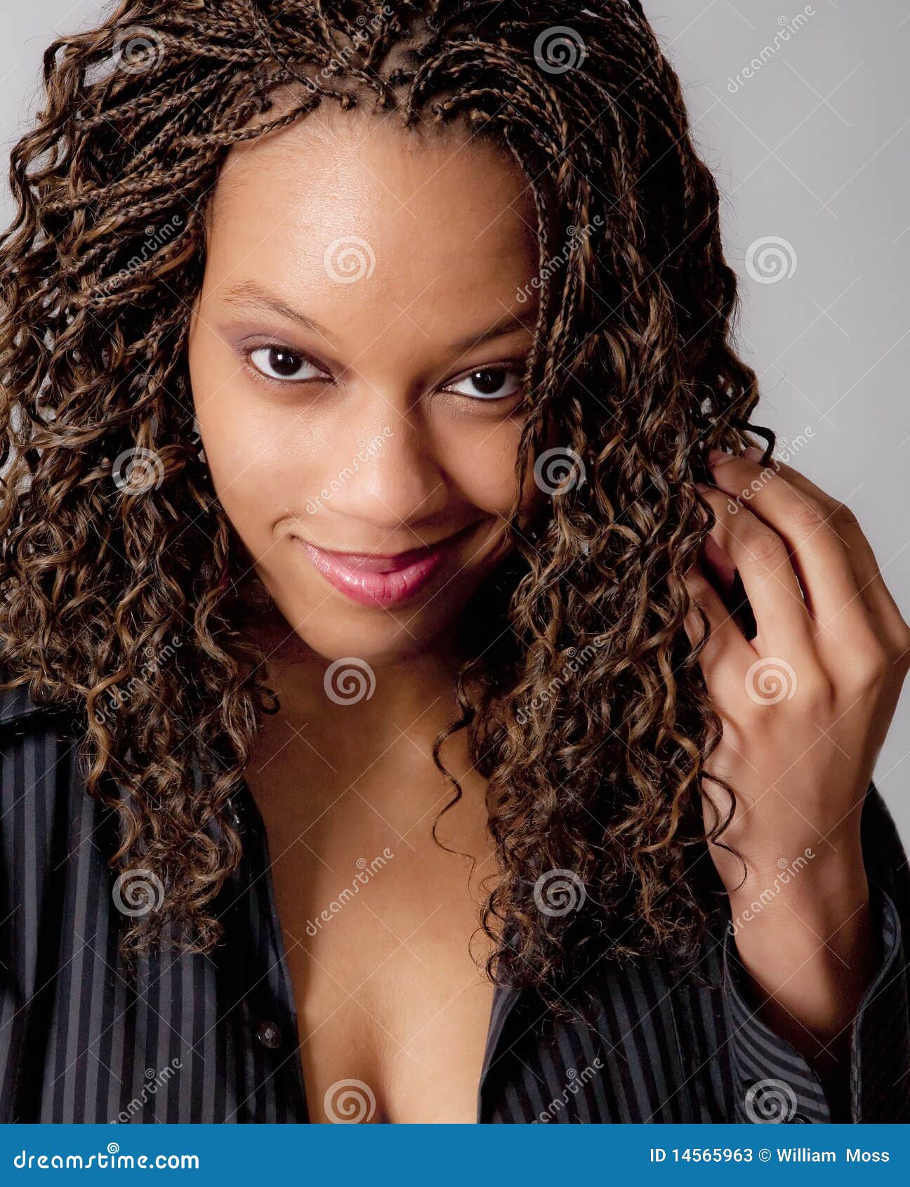 Flirty Model Playing with Hair Stock Image - Image of gray, eyes: 14565963