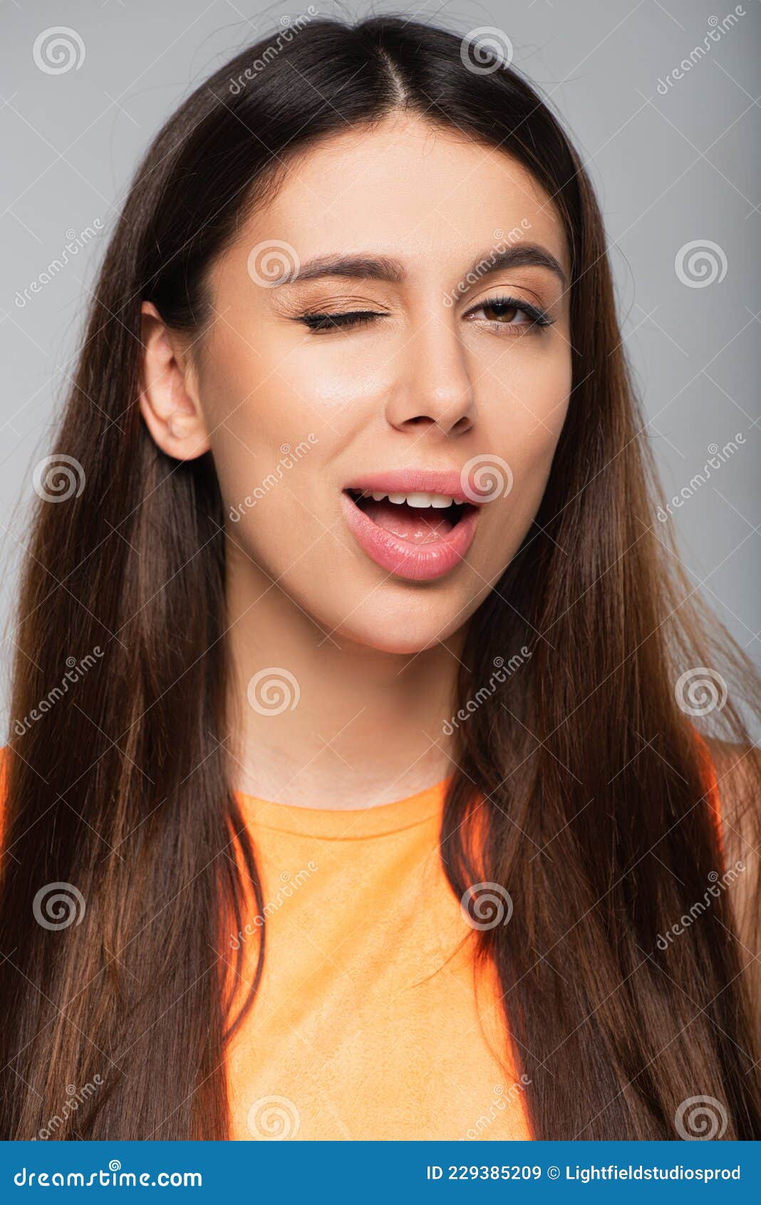Flirty Young Woman Winking Eye Isolated Stock Image Image Of Beauty