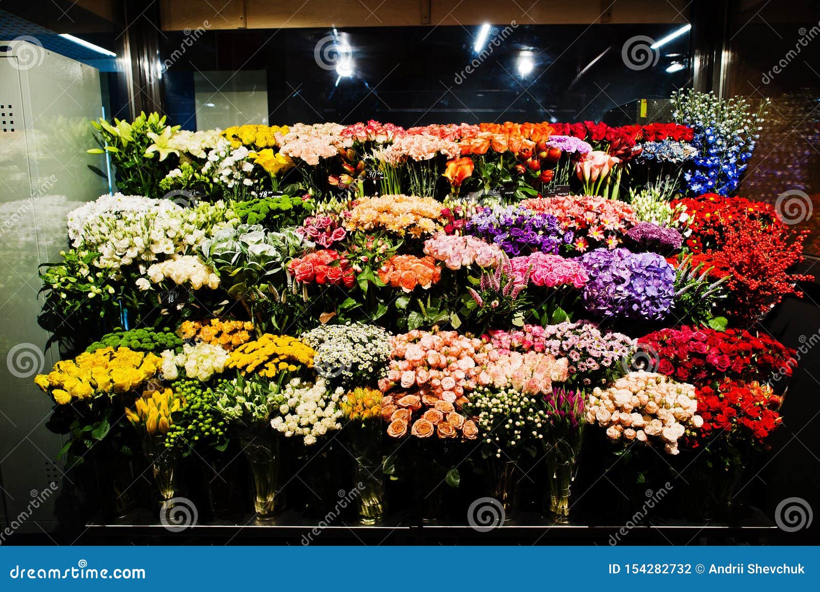 Fllower Shop with Colourful Flowers at Supermaket Stock Photo - Image ...