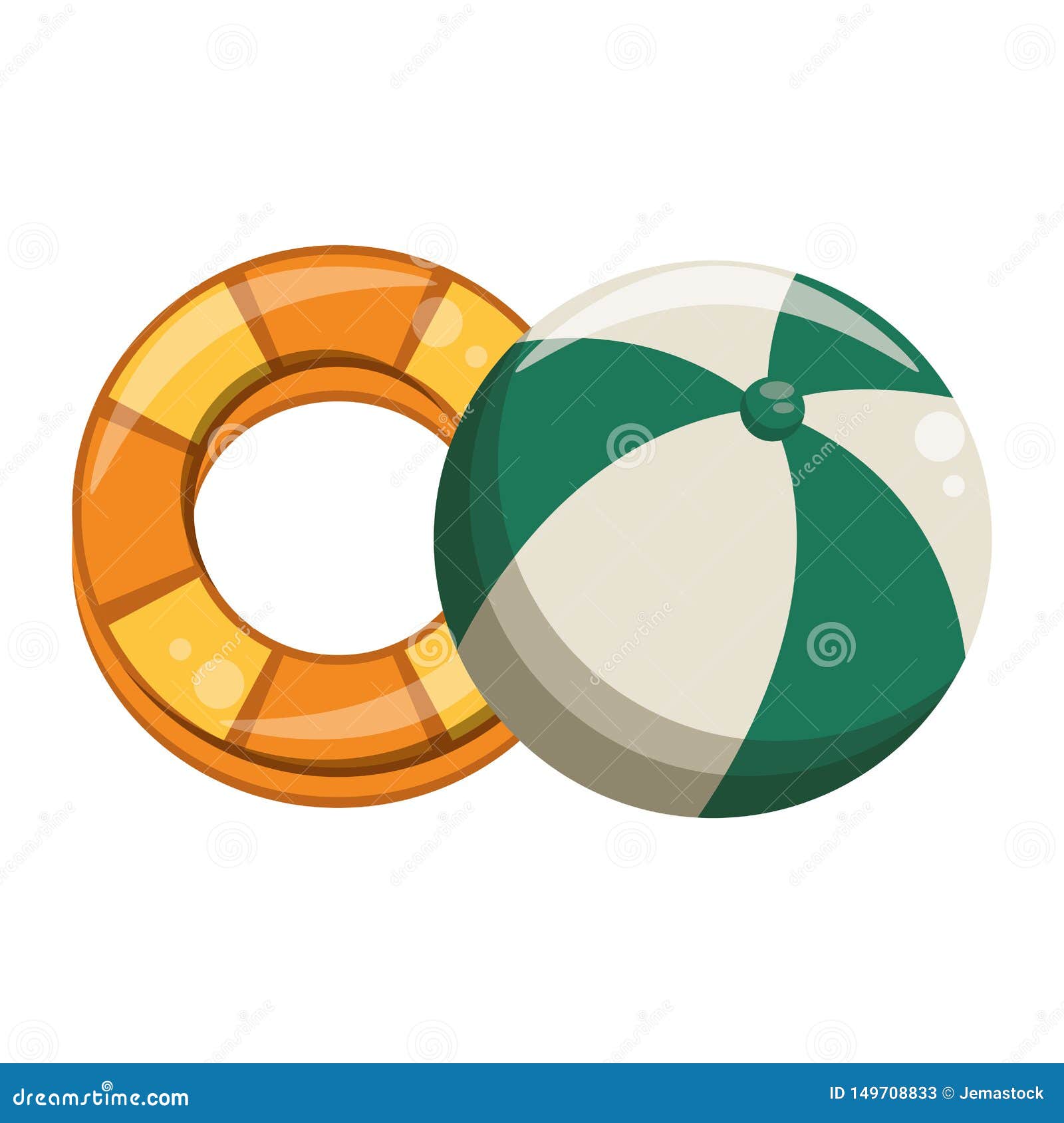 Float and Beach Ball Cartoon Isolated Stock Vector - Illustration of ...