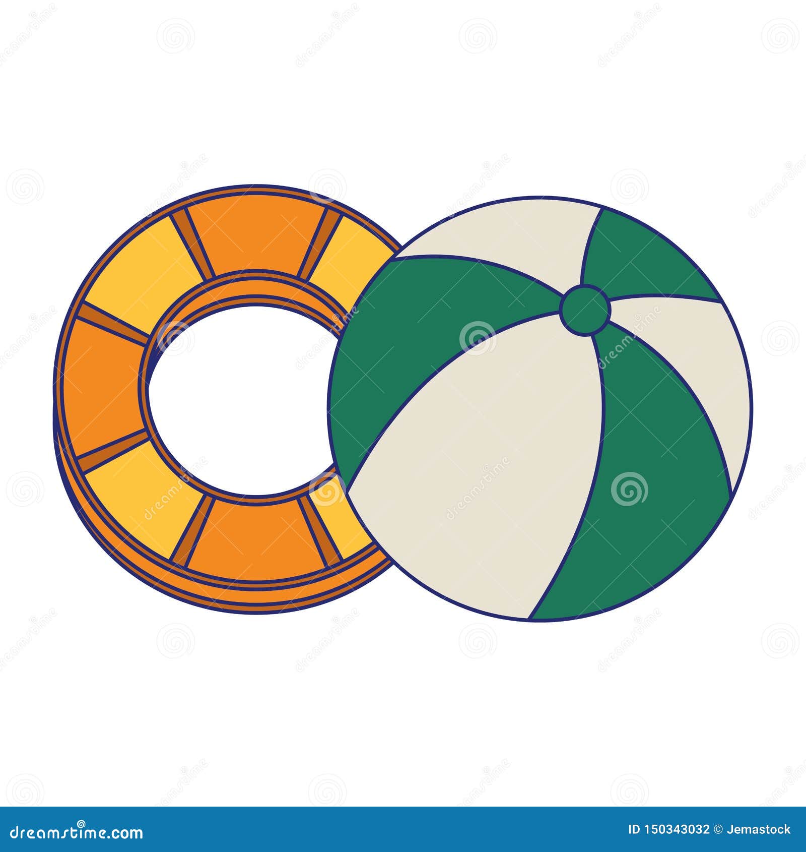 Float and Beach Ball Cartoon Isolated Stock Vector - Illustration of ...