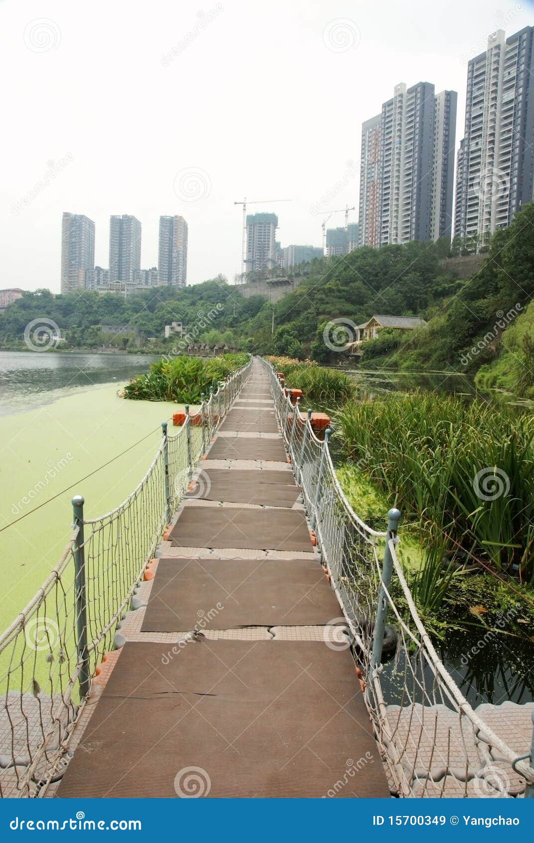Float Bridge with High Rise Buildings Stock Image - Image of bridge ...