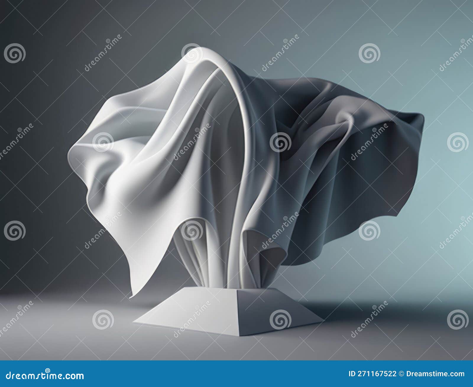 Float of Ethereal Fabric Billowing in the Wind. Podium, Empty Showcase ...