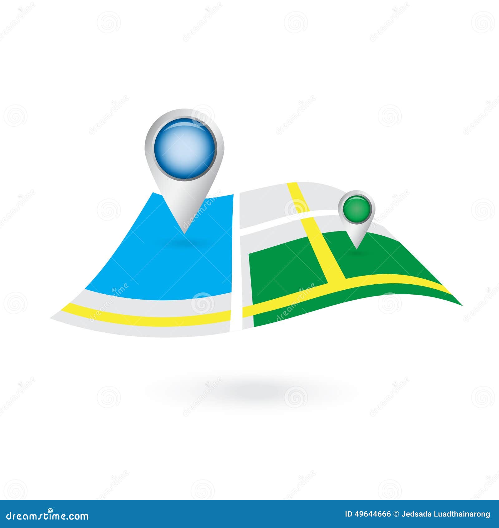 Float Flying Map with Navigator Location Pin Stock Vector ...