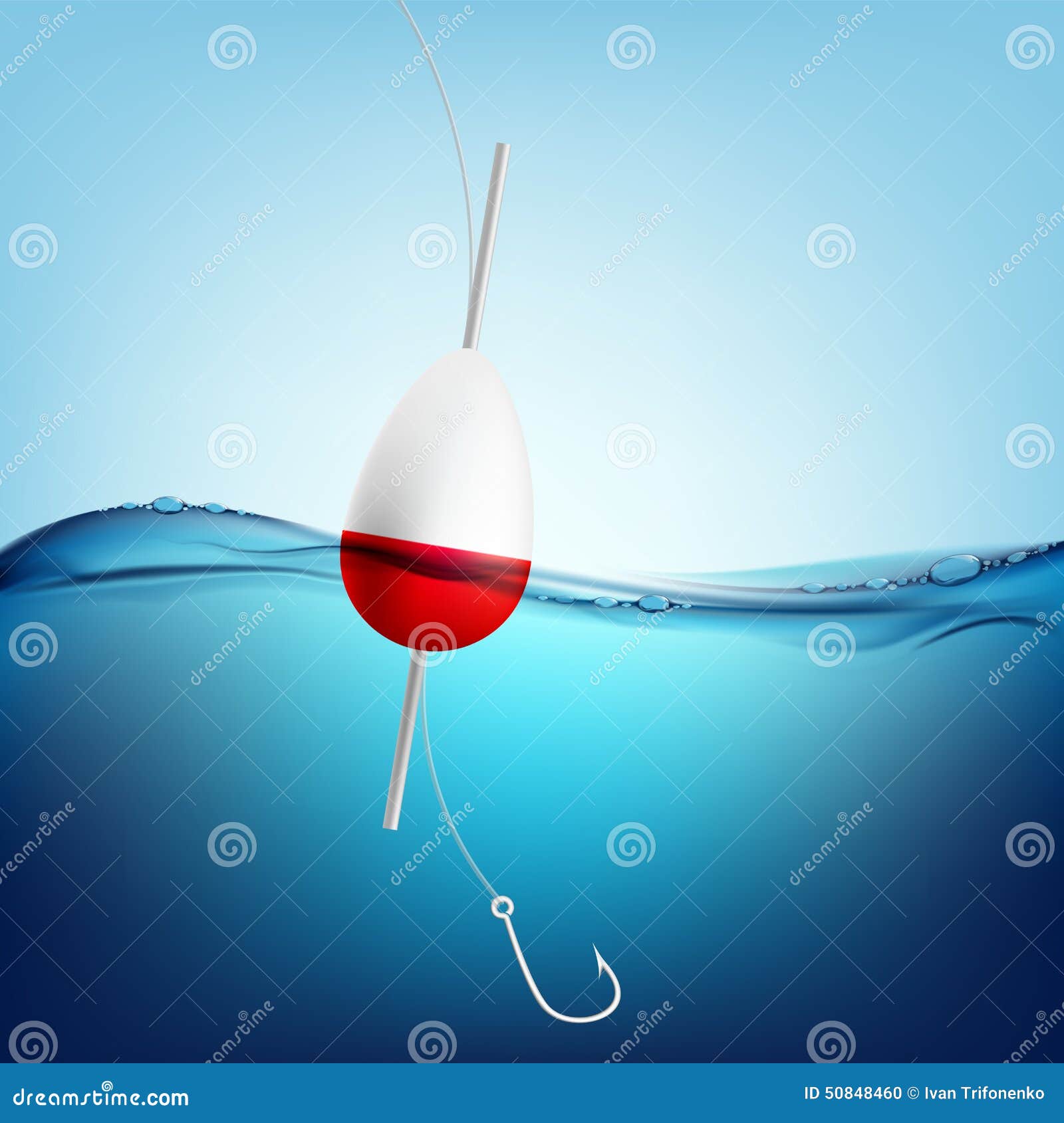 Float with a Hook in the Water Stock Vector - Illustration of spinner ...