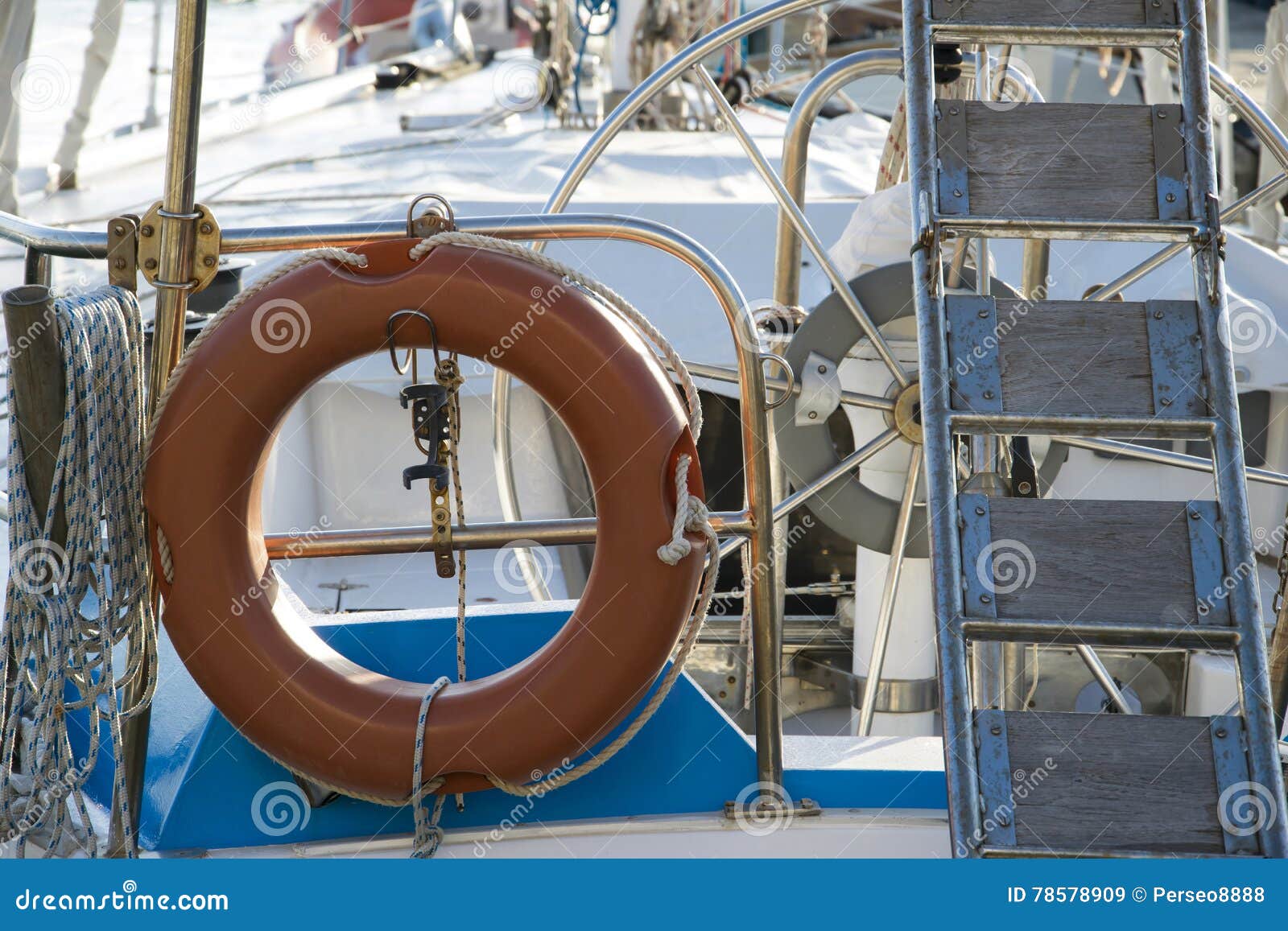 Float and Ladder on Sailing Boat Stock Image - Image of help, protect ...