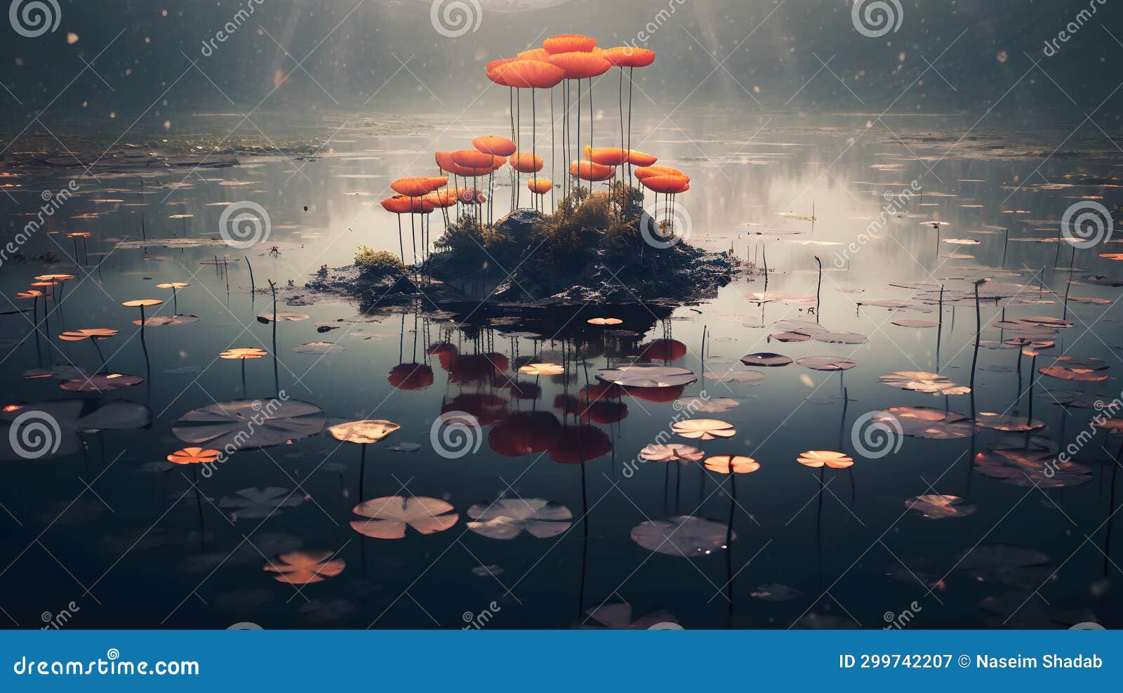 Float landscape stock illustration. Illustration of reflection - 299742207