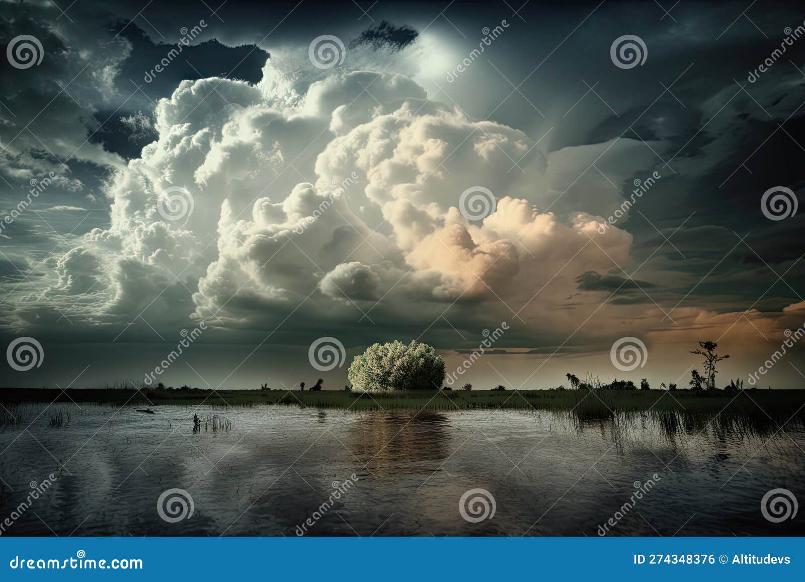 Float Landscape with Surreal Sky and Towering Storm Clouds Stock ...