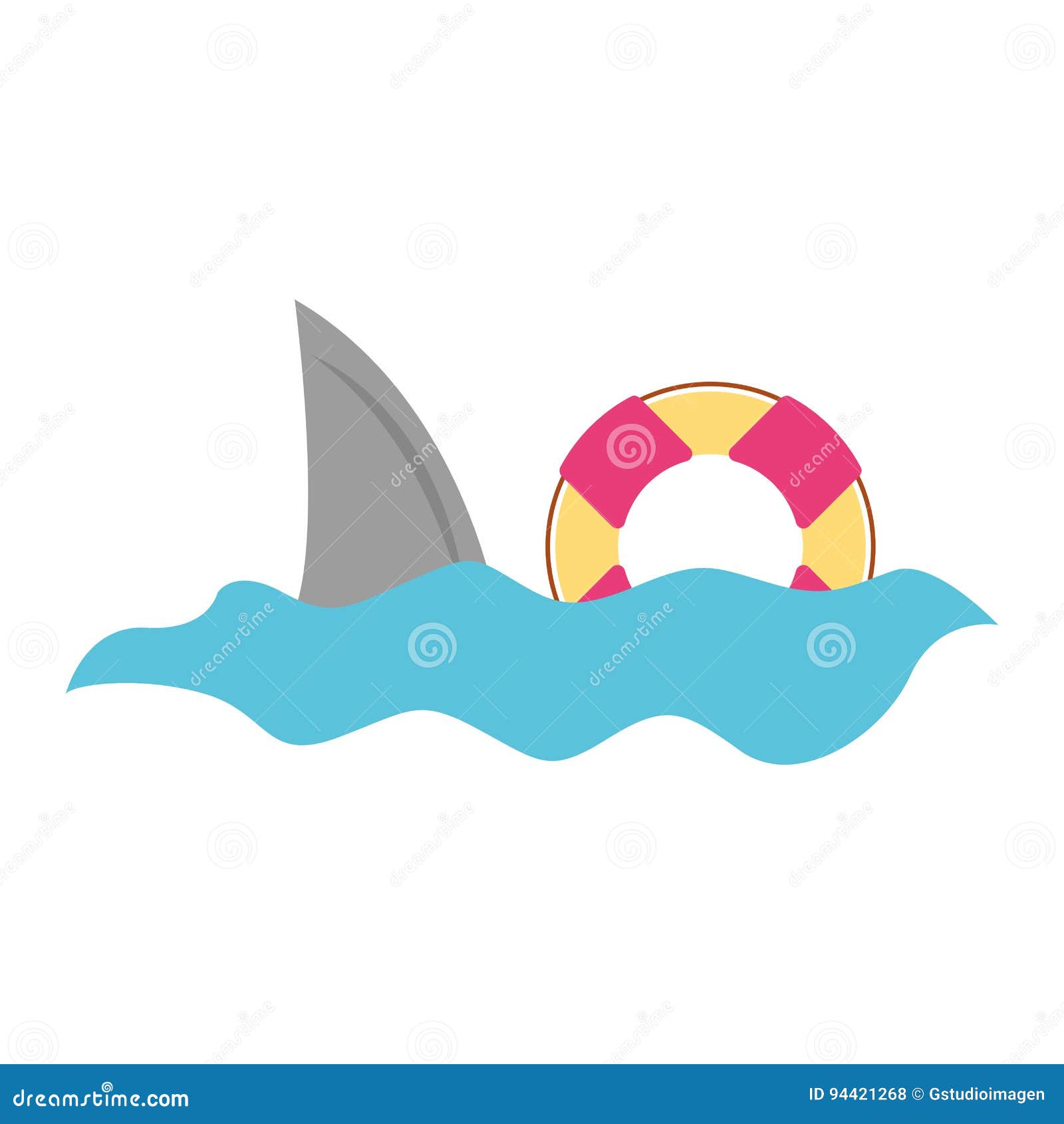 Float lifeguard with shark stock vector. Illustration of dangerous ...