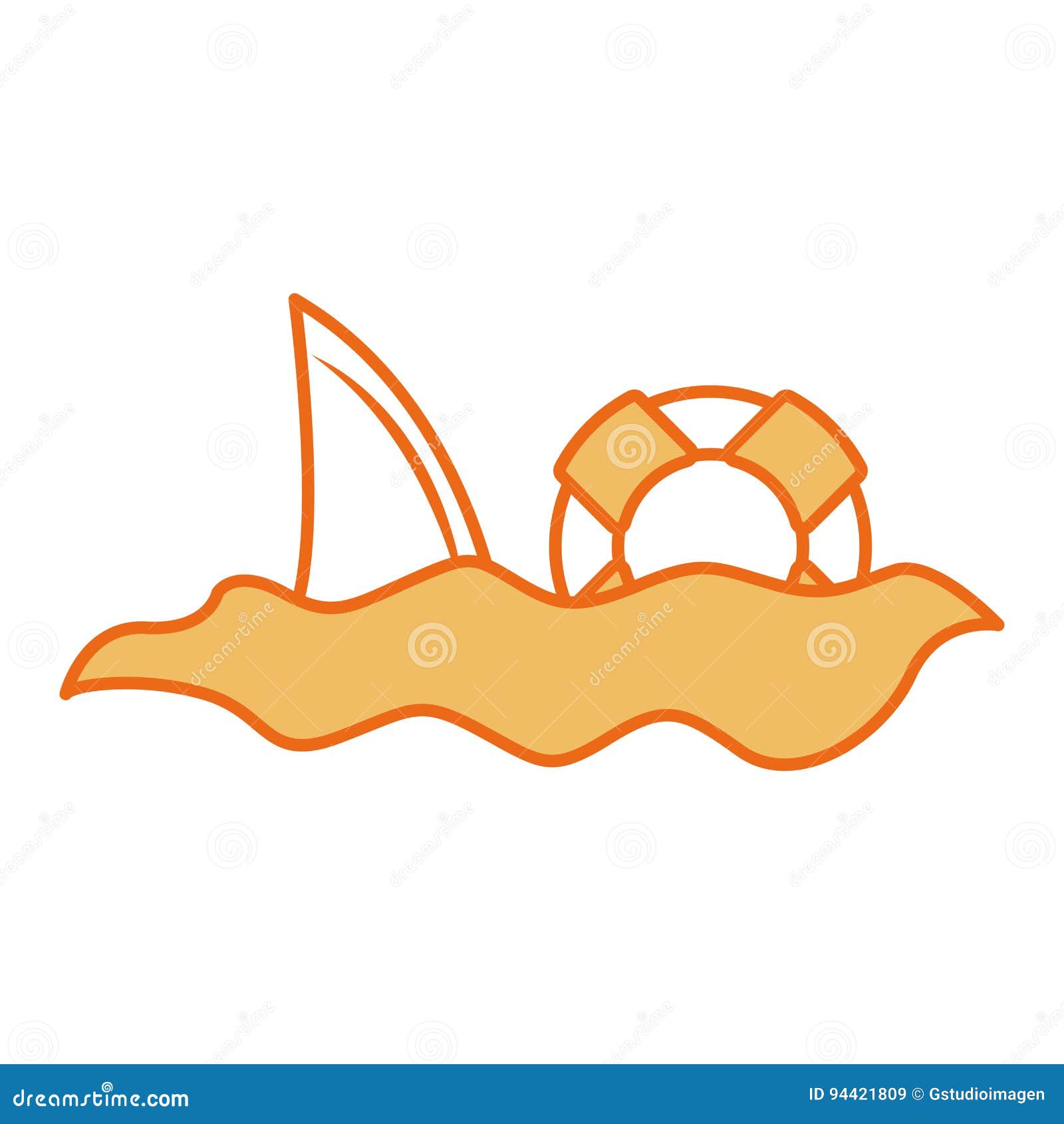Float lifeguard with shark stock vector. Illustration of danger - 94421809