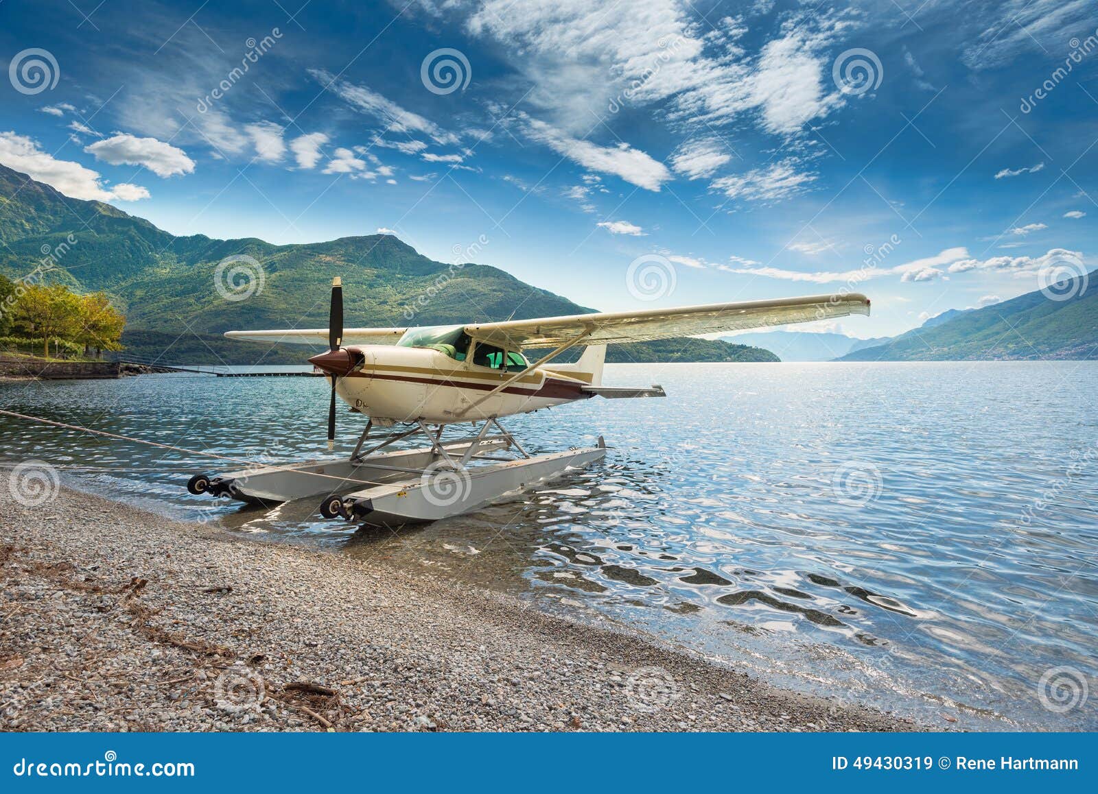 Float Plane Moored at a Beach Stock Image - Image of alps, coastline ...