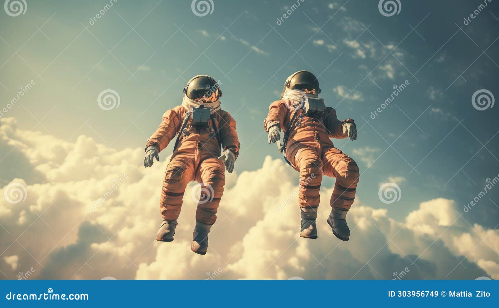 We Float Together among the Clouds Stock Illustration - Illustration of ...