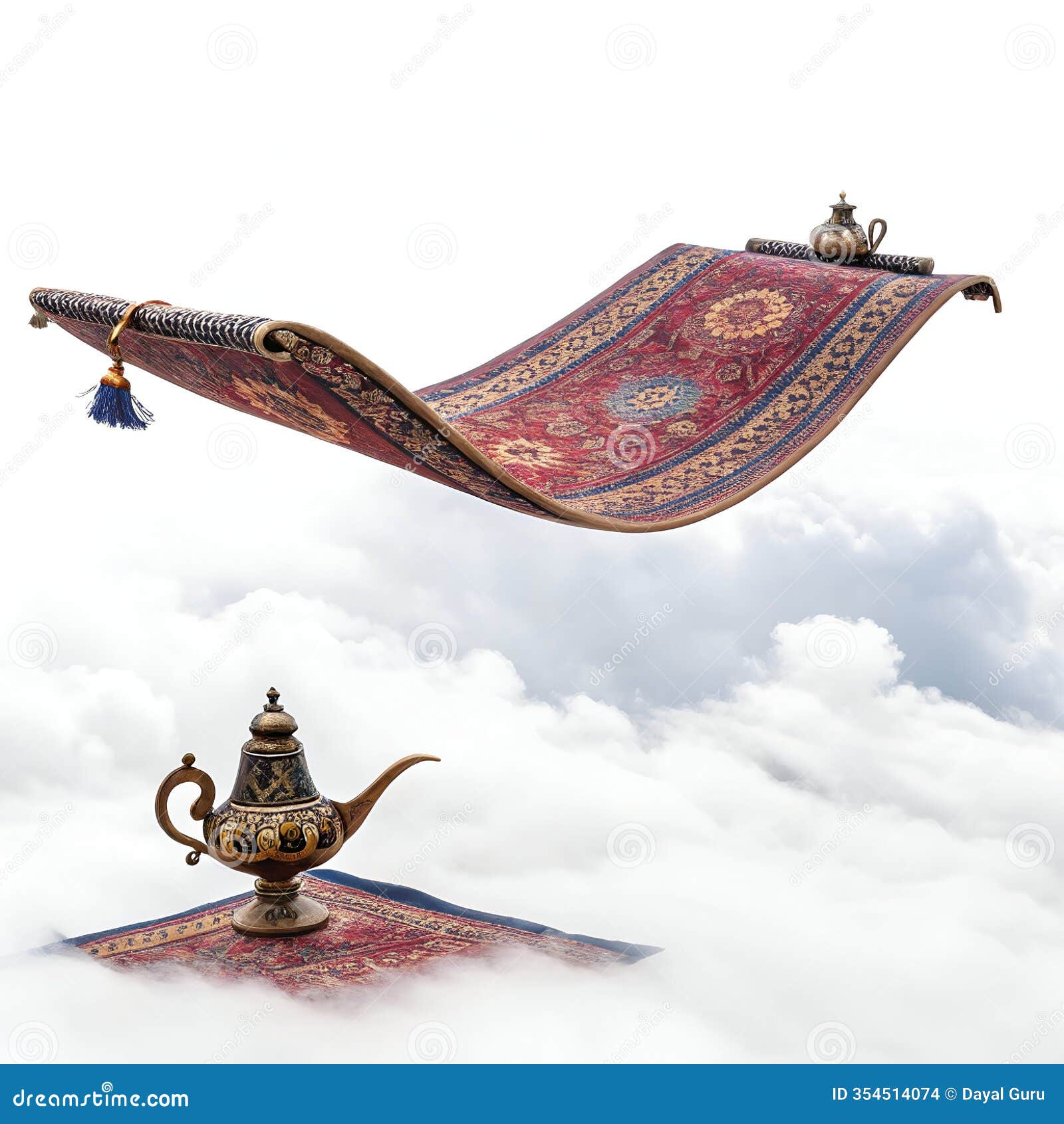 Floated Magic Carpet Isolated on White Background Stock Illustration ...