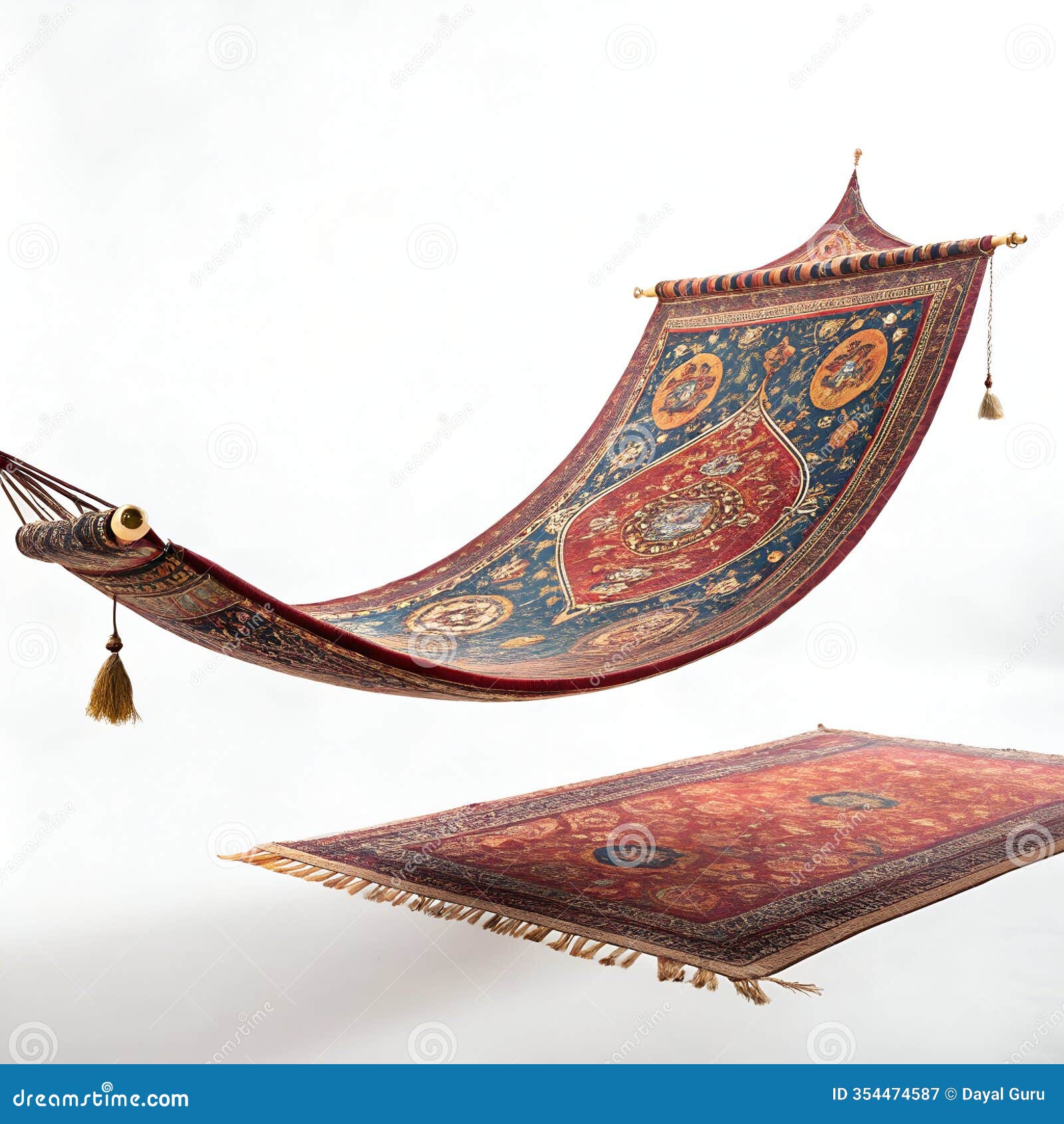 Floated Magic Carpet Isolated on White Background Stock Illustration ...