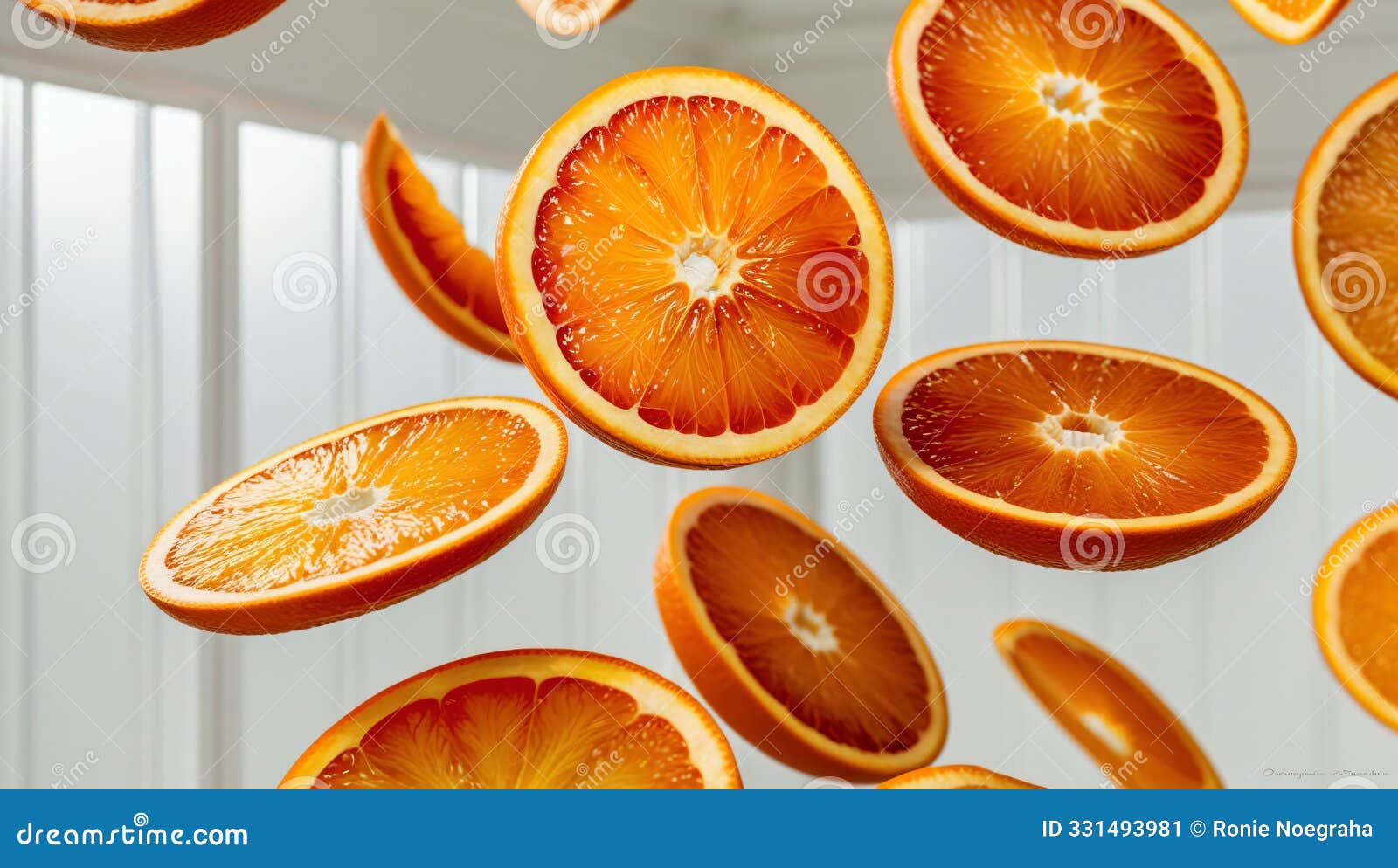 Floated Slices of Orange Falling Stock Illustration - Illustration of ...