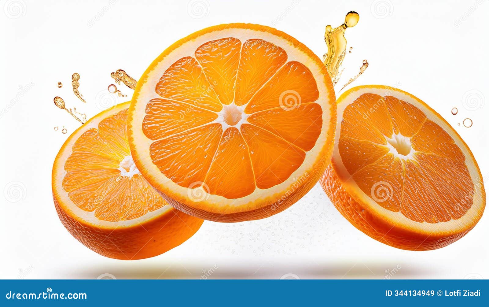 Floated Slices of Orange Falling Isolate on White Background PNG Stock ...