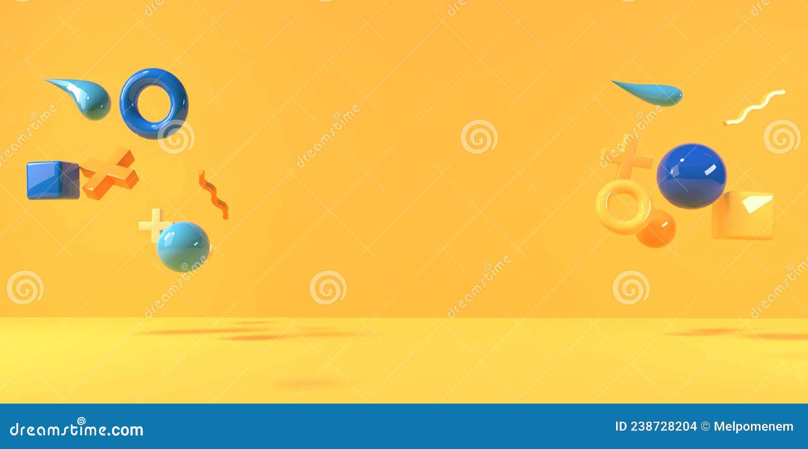 Floating Abstract Geometric Shapes - 3D Stock Illustration ...