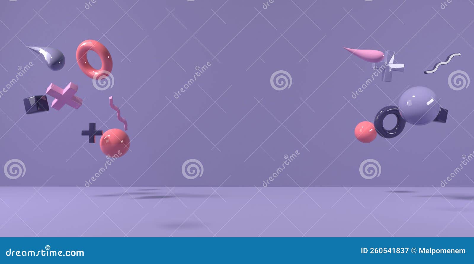 Floating Abstract Geometric Shapes - 3D Stock Illustration ...