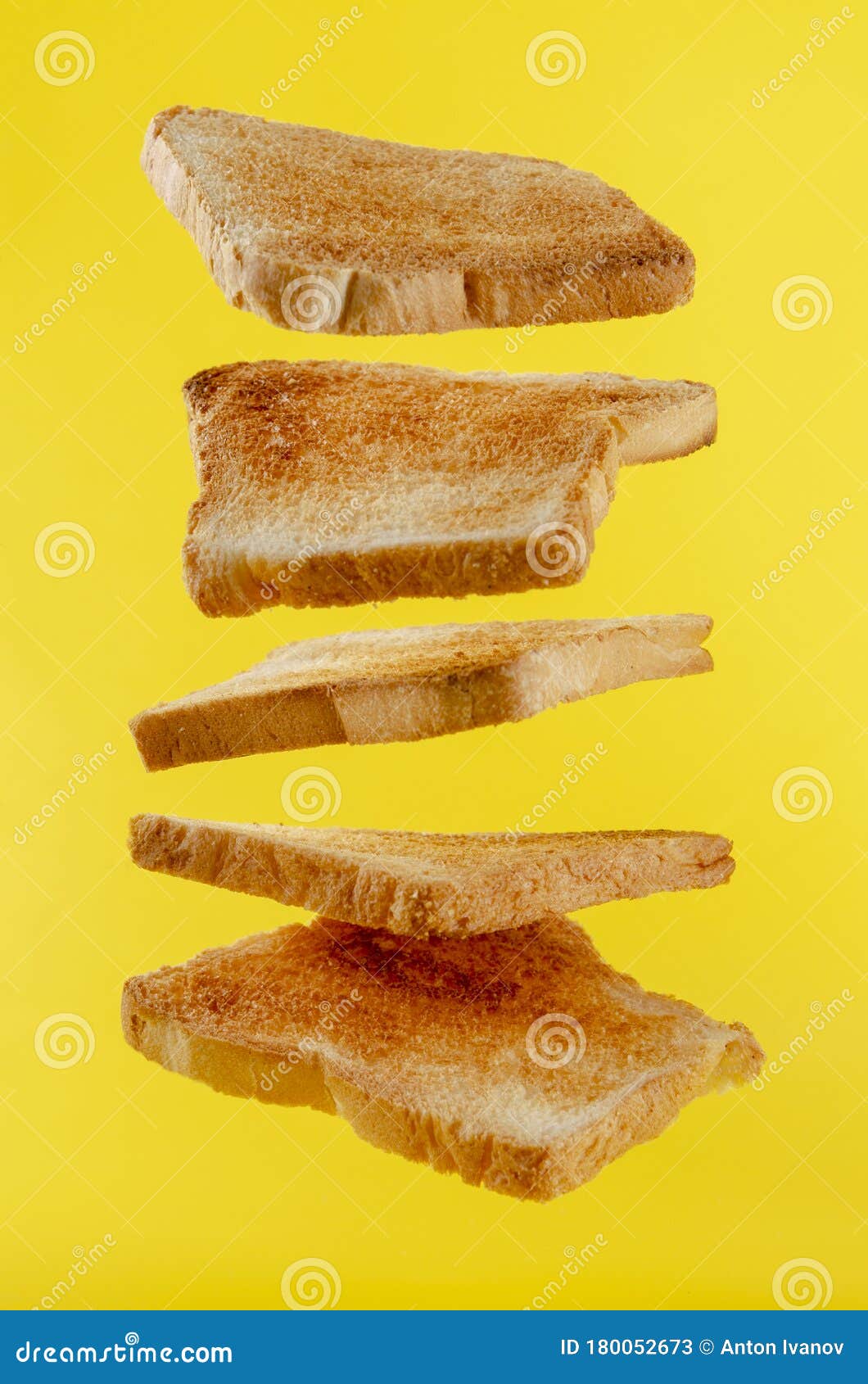 Floating in the Air Toast Isolated on Colored Background Stock Image ...