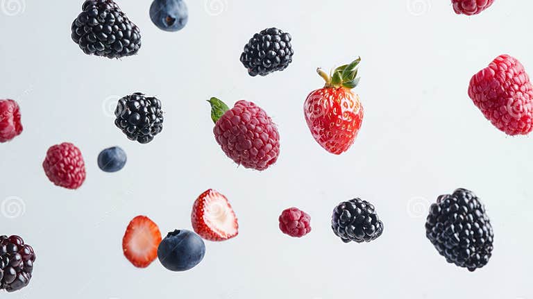 Floating Assorted Berries stock illustration. Illustration of visually ...