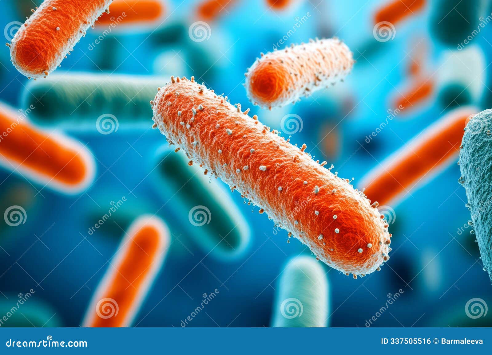 Floating Bacteria Cells Under Microscope Stock Photo - Image of science ...