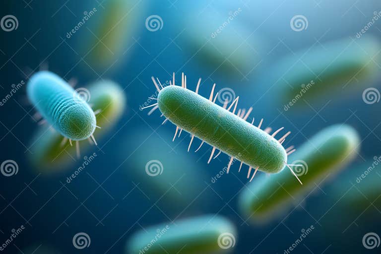 Floating Bacteria Cells Under Microscope Stock Photo - Image of microbe ...