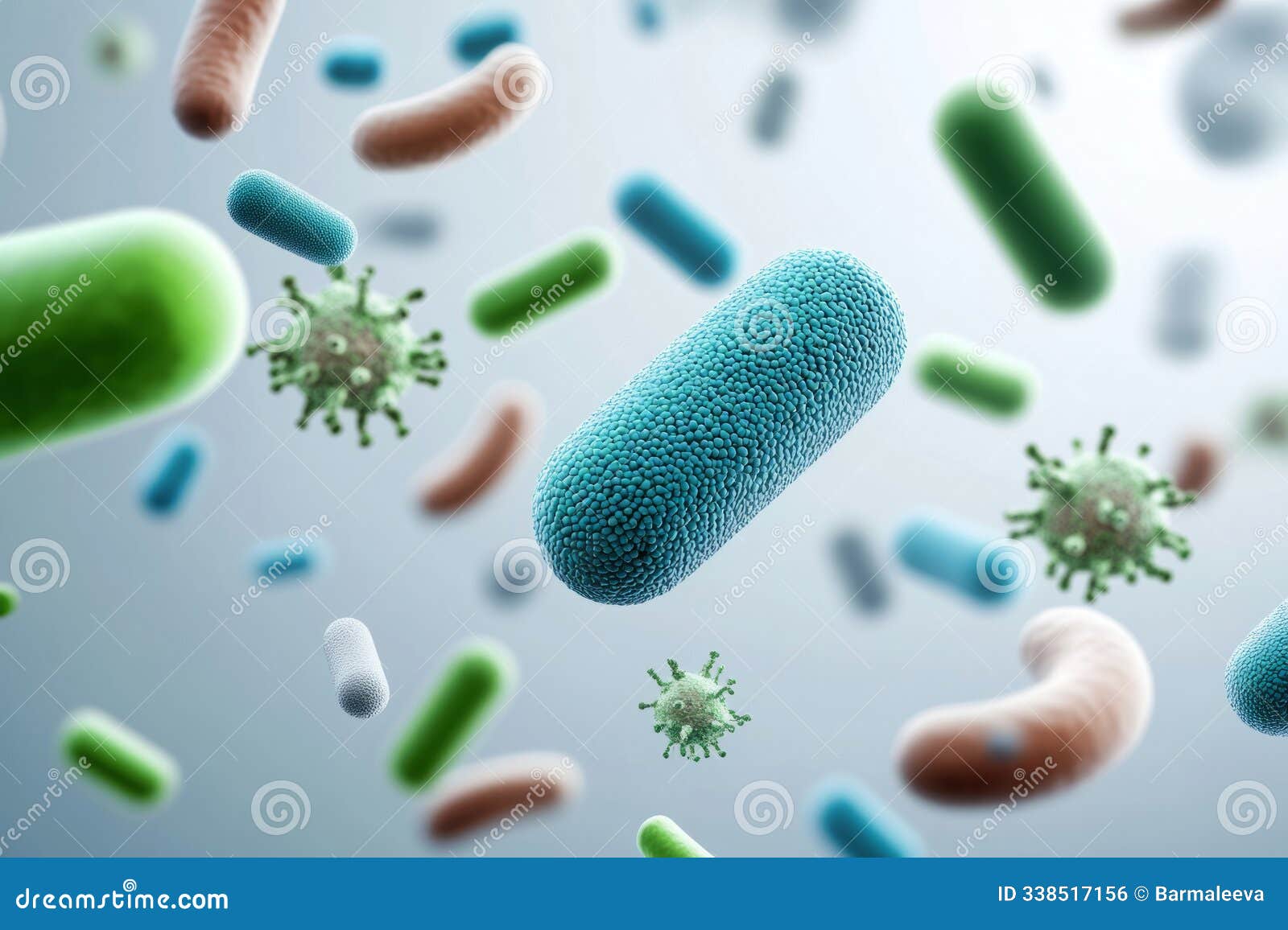 Floating Bacteria Cells Under Microscope Stock Photo - Image of ...