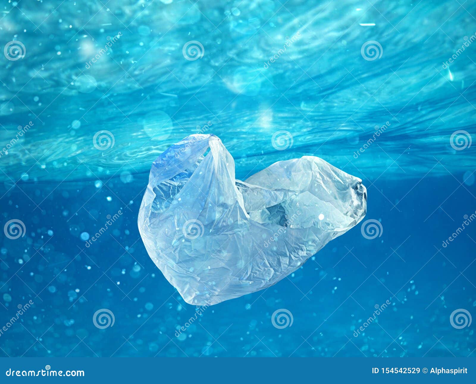 Floating Bag. Problem Of Plastic Pollution Under The Sea Concept ...