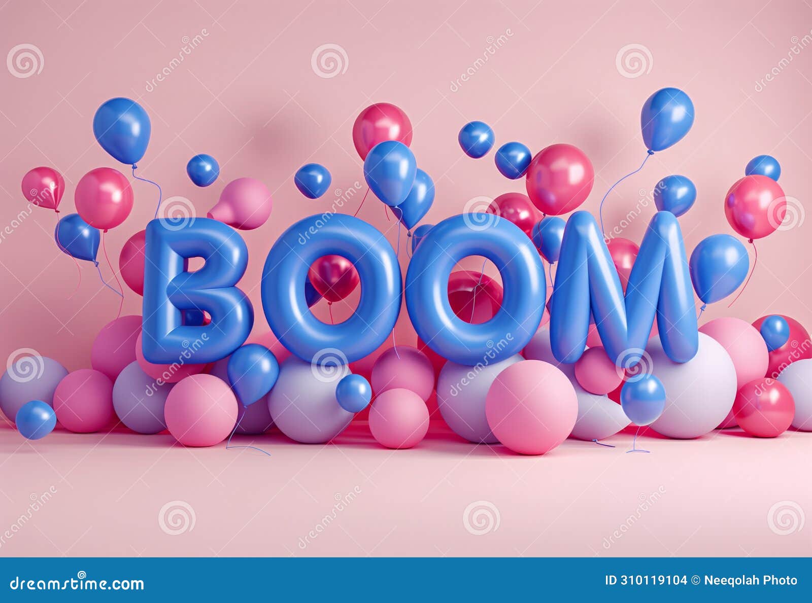 Floating Ballons in a Shape of Word BOOM. Stock Illustration ...