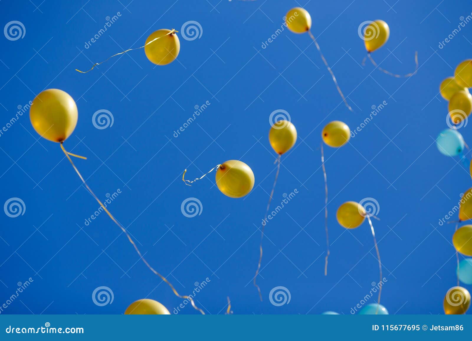 Floating Balloons in the Blue Sky Stock Image - Image of shiny ...