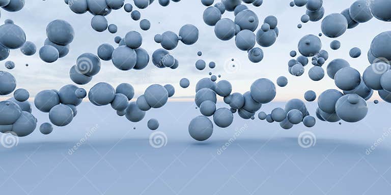 Floating Balls in the Air 3d Render Illustration Stock Illustration ...