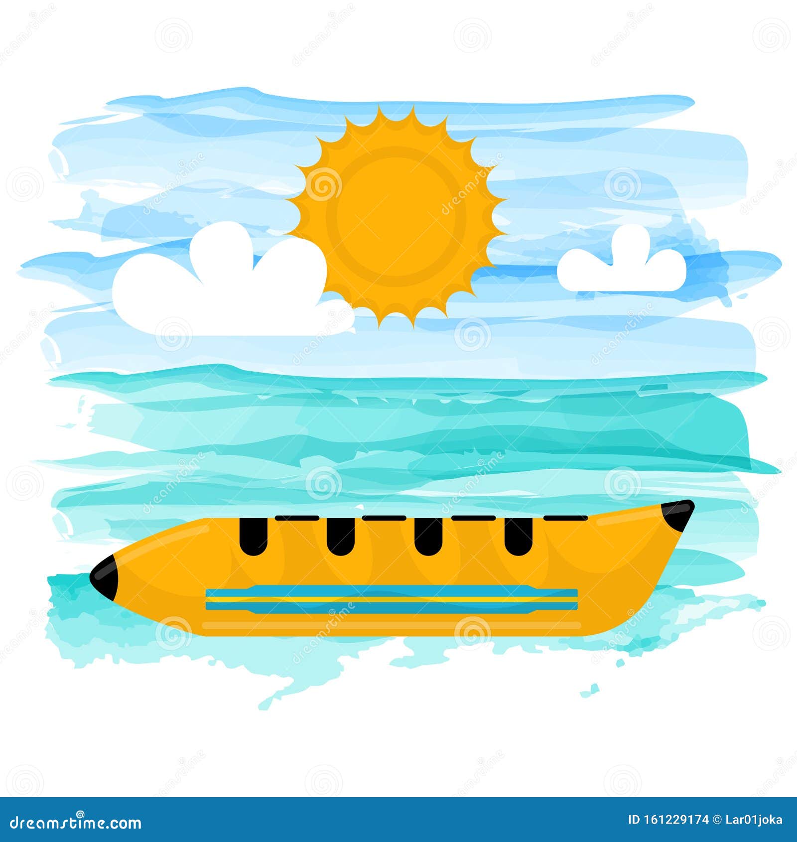 Floating banana boat stock vector. Illustration of summer - 161229174