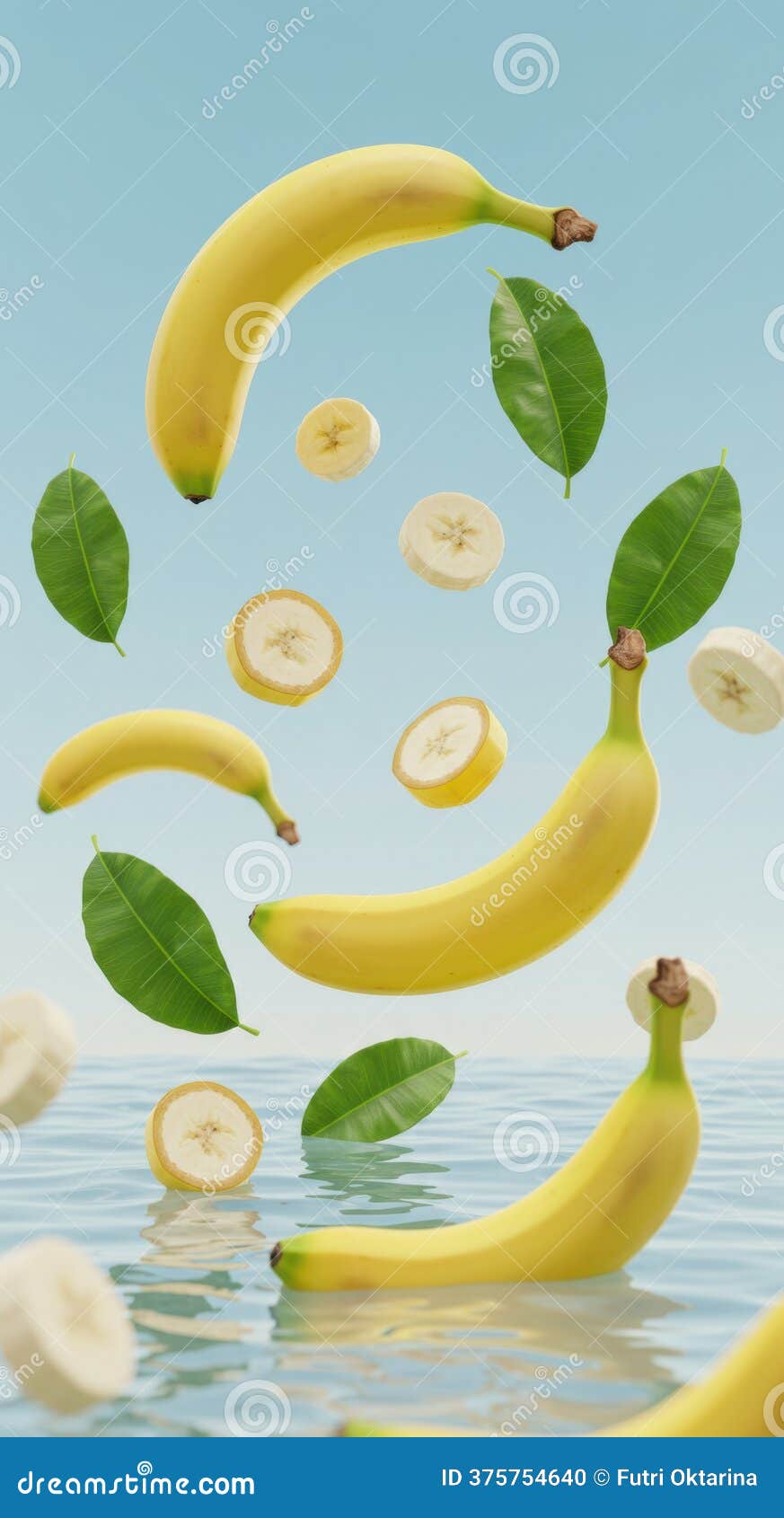 Floating Bananas And Peels On White Background Royalty-Free Stock ...